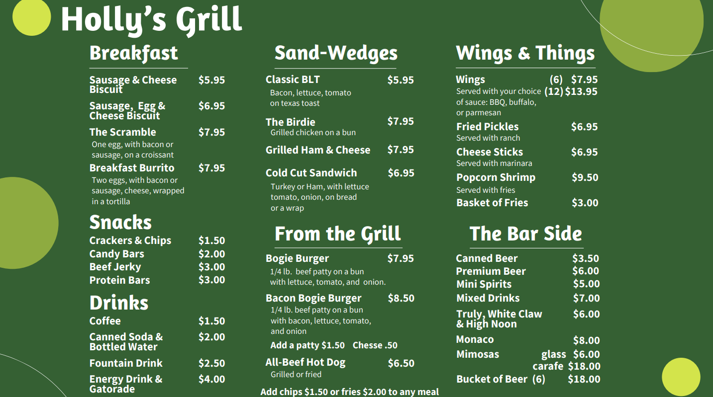 Menu - The Canyons at Blackjack Ridge